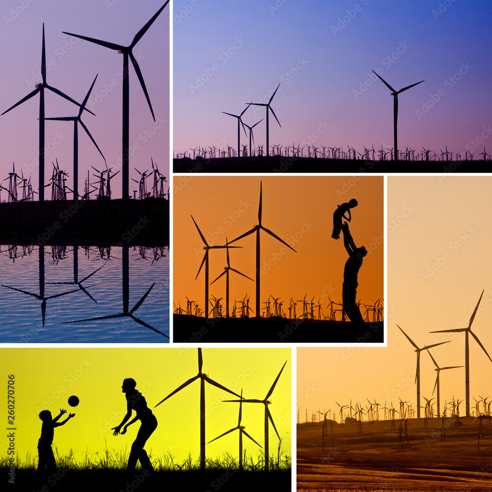 Wind Turbine Farm Sunset