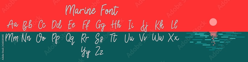 Cute Sea Marine font alphabet made in vector. Letters for your design ...