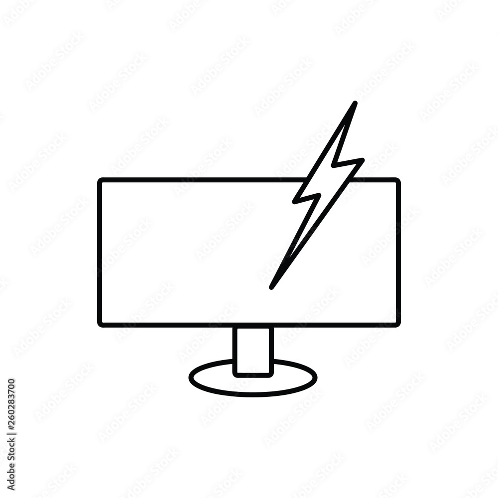 Computer malfunction icon, high voltage, warning. Vector icon Stock ...