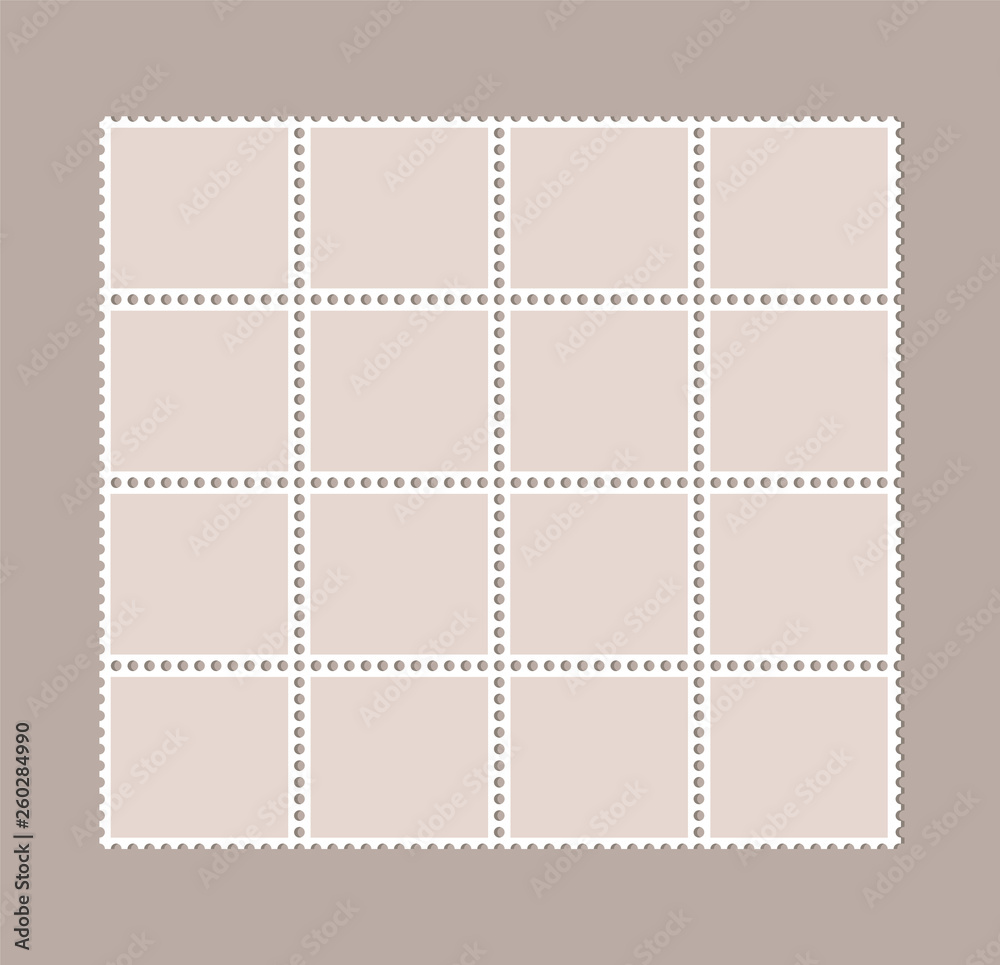 Blank postage stamps. Perforated postage stamps. Stamps for mail letter ...