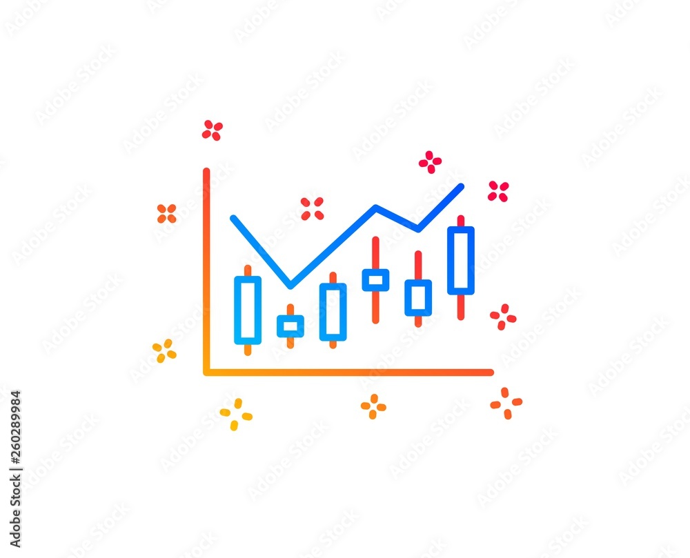 Candlestick chart line icon. Financial graph sign. Stock exchange ...