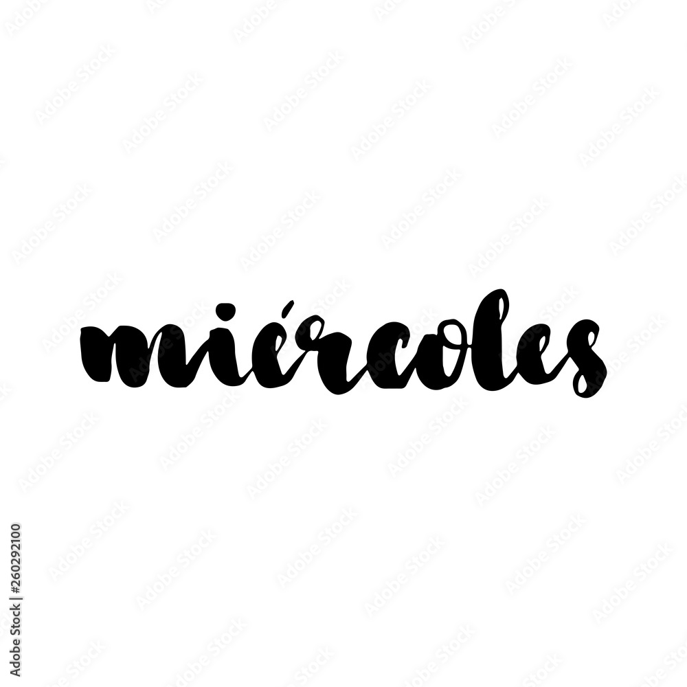 Wednesday Day Of The Week In Spanish Hand Drawn Lettering Element For wednesday-day-of-the-week-in-spanish-hand-drawn-lettering-element-for