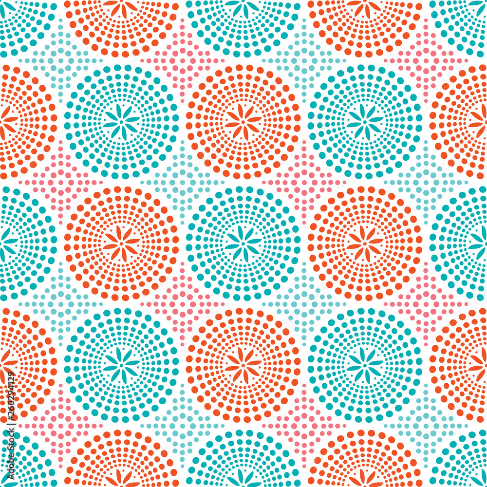 Shweshwe design pattern in coral and teal Stock Vector | Adobe Stock