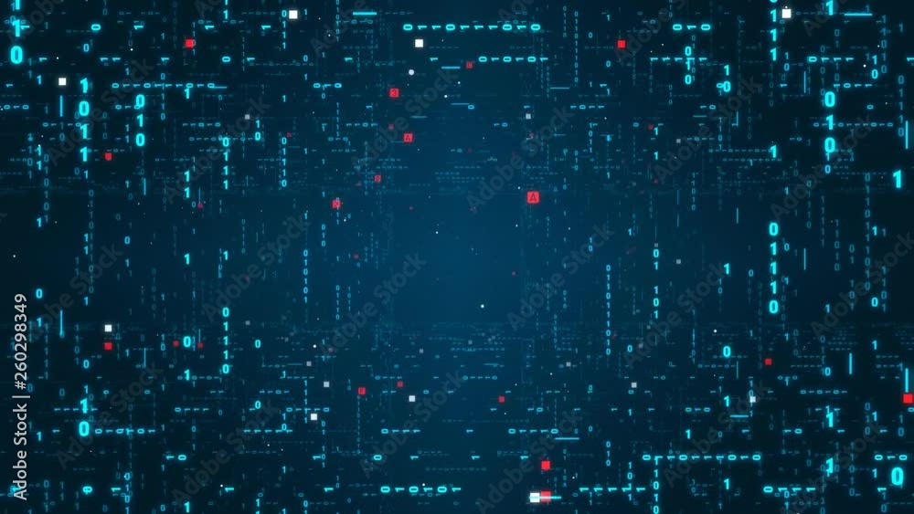 Digital Fly Binary Code Background Loop Data Binary Code Network 4k Loop Animation Blue