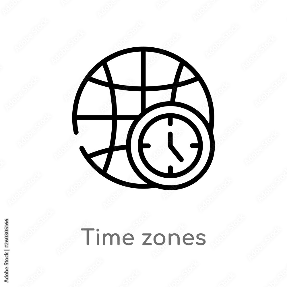 outline time zones vector icon. isolated black simple line element ...