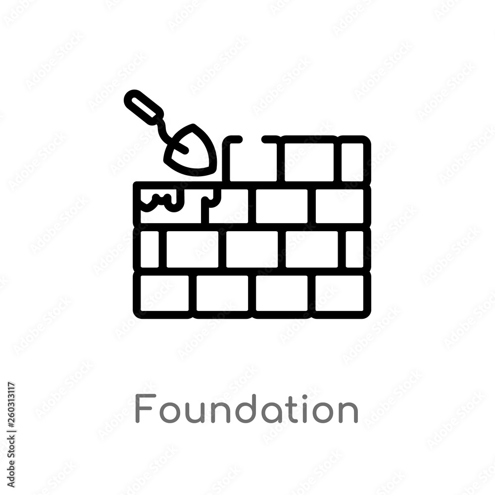 outline foundation vector icon. isolated black simple line element ...