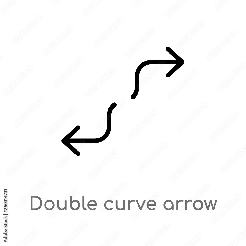 outline double curve arrow vector icon. isolated black simple line ...