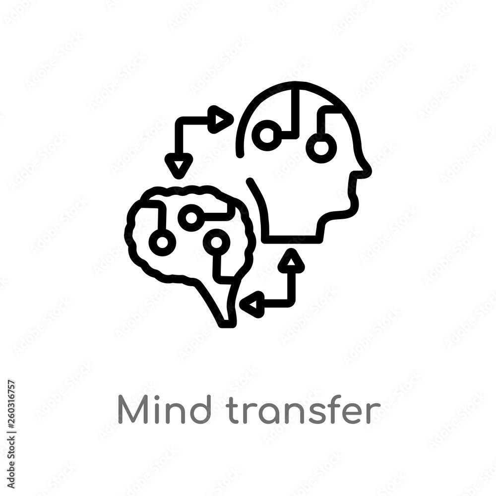 outline mind transfer vector icon. isolated black simple line element ...