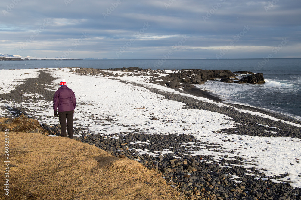 Winter landscape from The Malarrif Lighthouse at Sanaefells peninsule ...