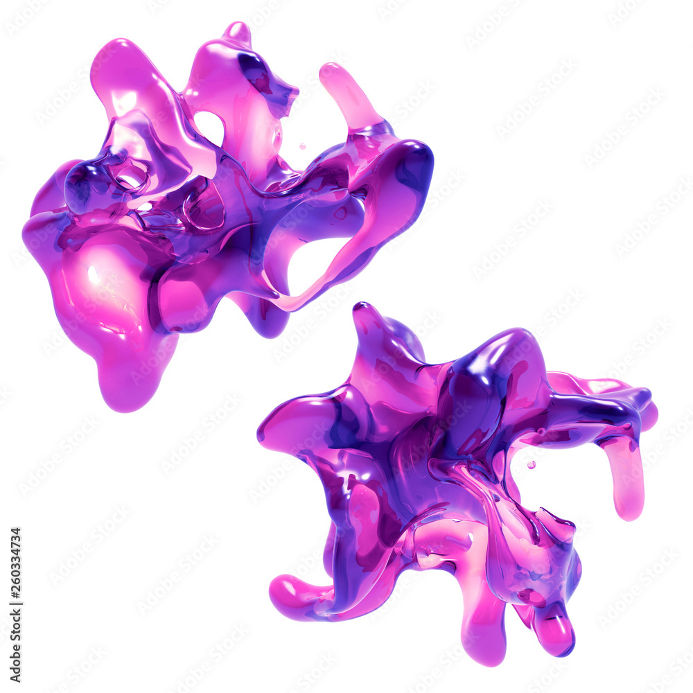3d render, neon splash, pink liquid, drink splashing, design element ...