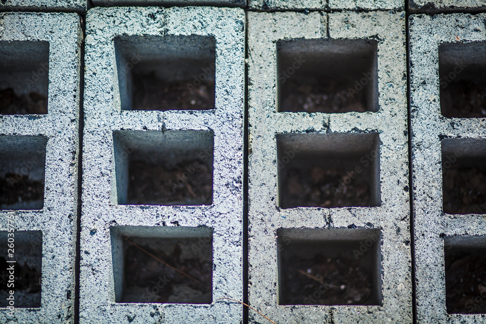 Concrete block wall texture and background seamless. Stack of cement ...