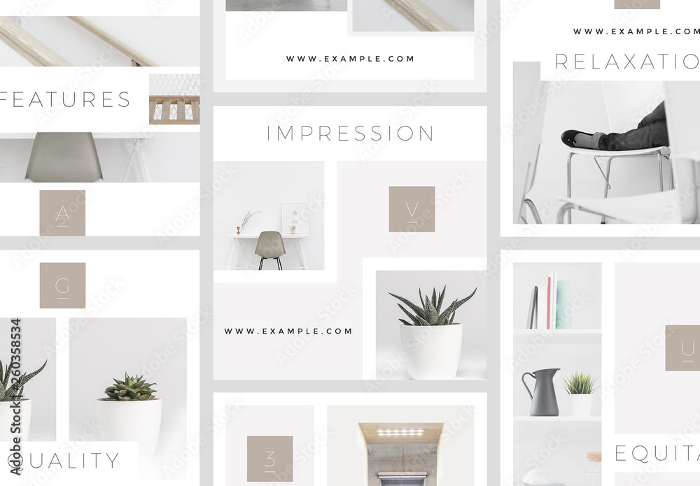 8 Gray and Tan Social Media Posts Stock Template | Adobe Stock