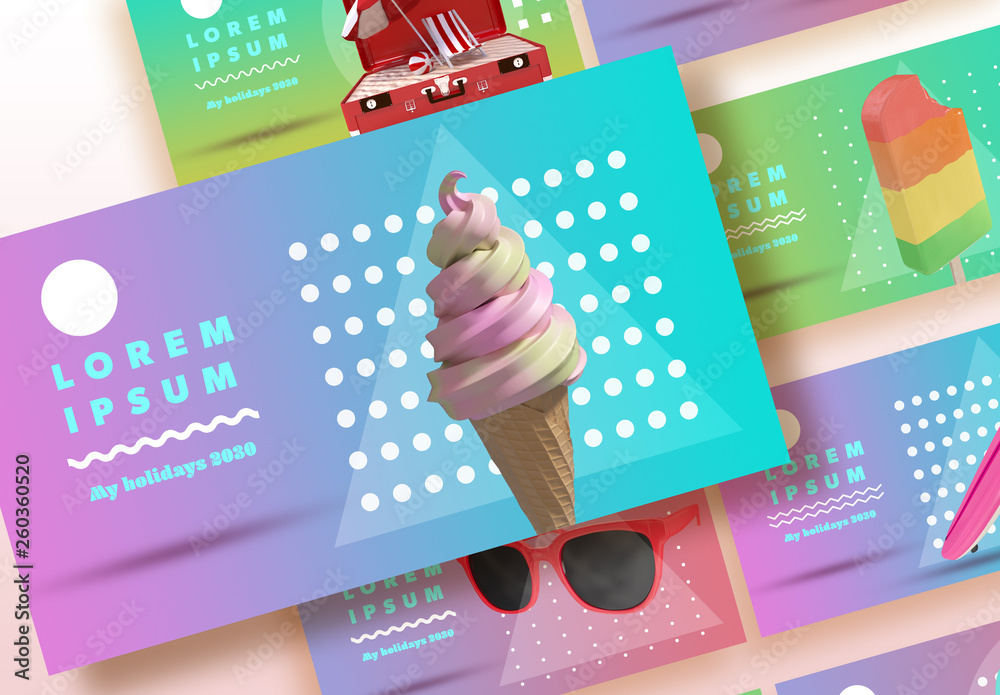 Colorful Gradient Slide Cover Set with White Accents Stock Template ...