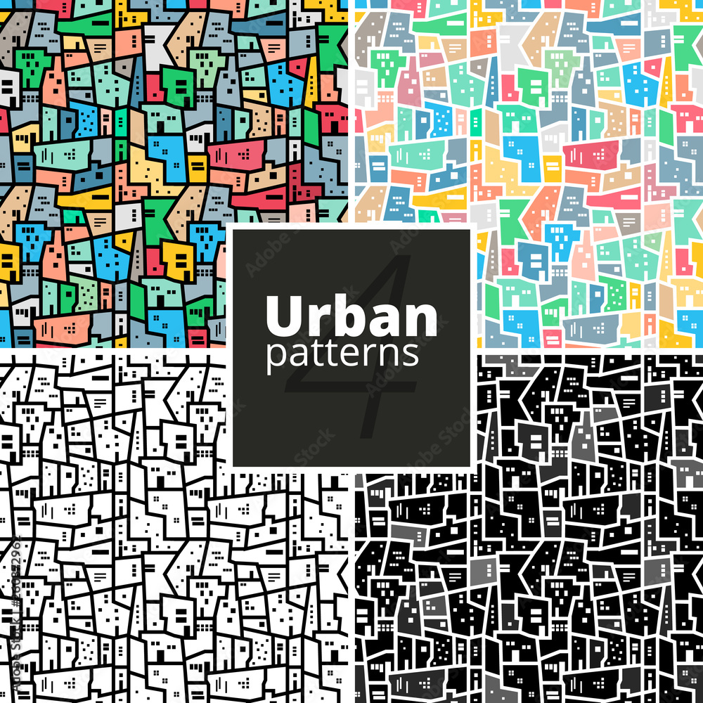 Set of urban patterns. Collection of vector modern geometric texture ...