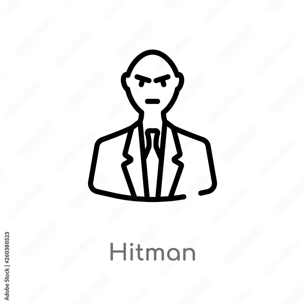 outline hitman vector icon. isolated black simple line element ...