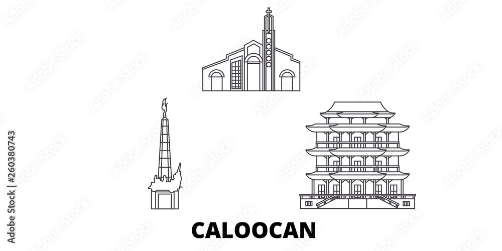 Philippines, Caloocan flat travel skyline set. Philippines, Caloocan ...