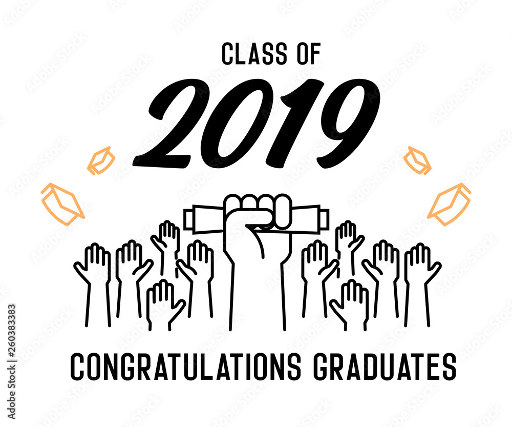Graduation Day. Class of 2019 celebration. Graduates celebrating and ...