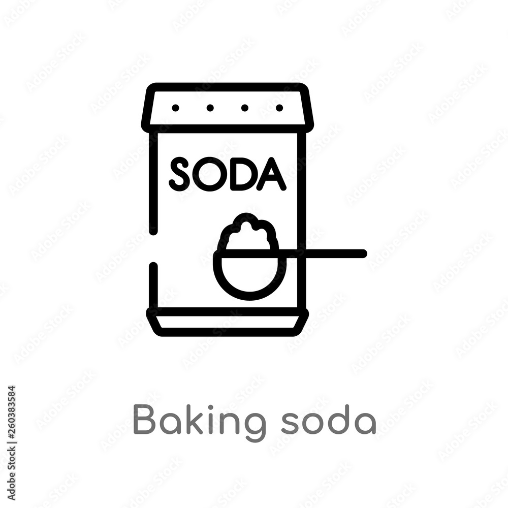 outline baking soda vector icon. isolated black simple line element illustration from cleaning ...