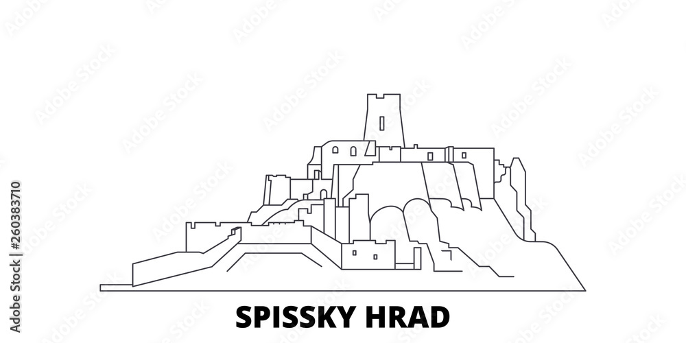 Slovakia, Spissky Hrad flat travel skyline set. Slovakia, Spissky Hrad ...