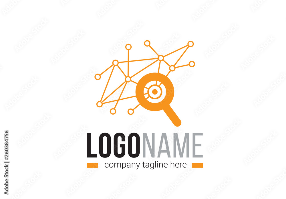 SEO and Network Logo Layout with Search Icon Stock Template | Adobe Stock