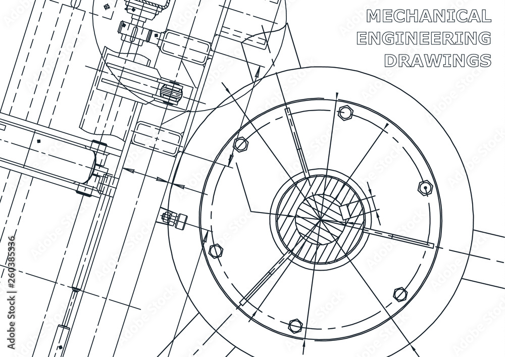 Cover, flyer, banner. Vector engineering illustration. Blueprint ...