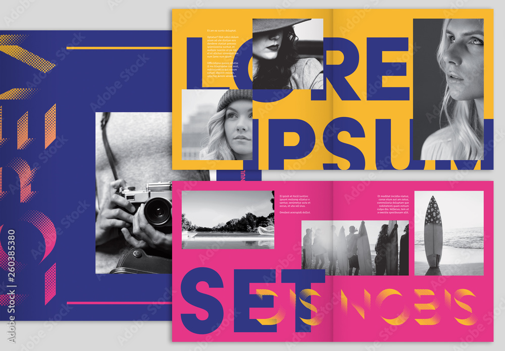 Colorful Portfolio Layout with Oversized Bold Text Stock Template ...