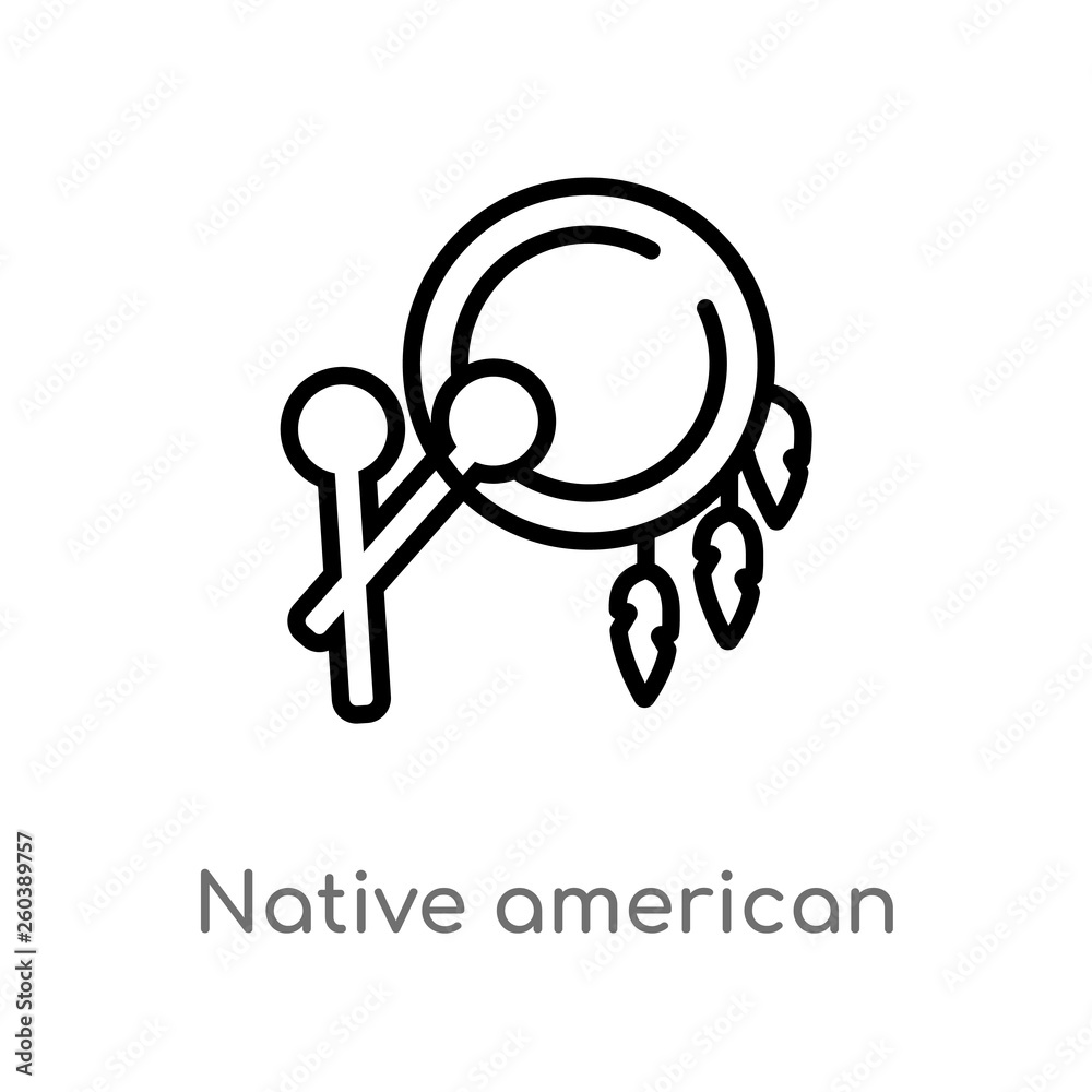 outline native american drum vector icon. isolated black simple line ...