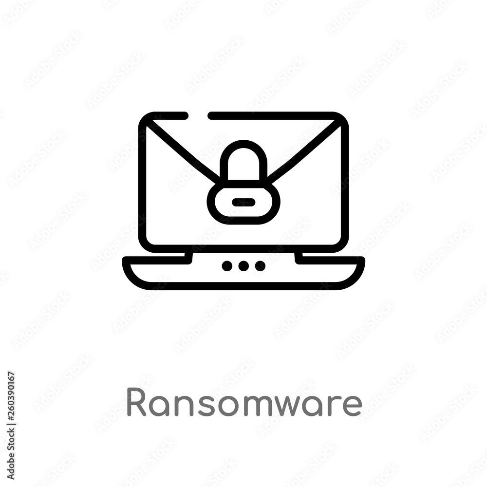 outline ransomware vector icon. isolated black simple line element ...