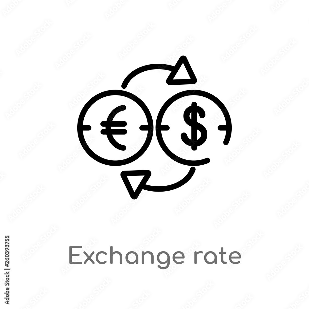 outline exchange rate vector icon. isolated black simple line element ...