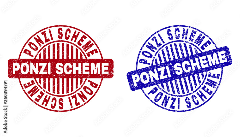 Grunge PONZI SCHEME round stamp seals isolated on a white background ...