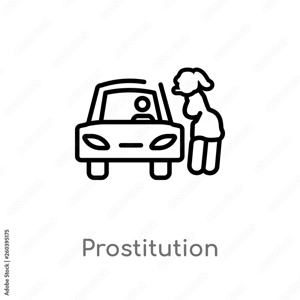 outline prostitution vector icon. isolated black simple line element ...