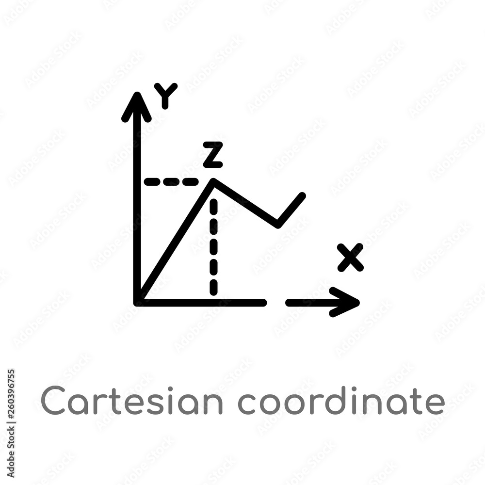 Outline Cartesian Coordinate System Vector Icon Isolated Black Simple