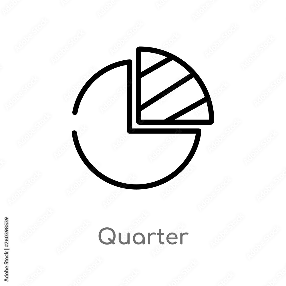 outline quarter vector icon. isolated black simple line element ...