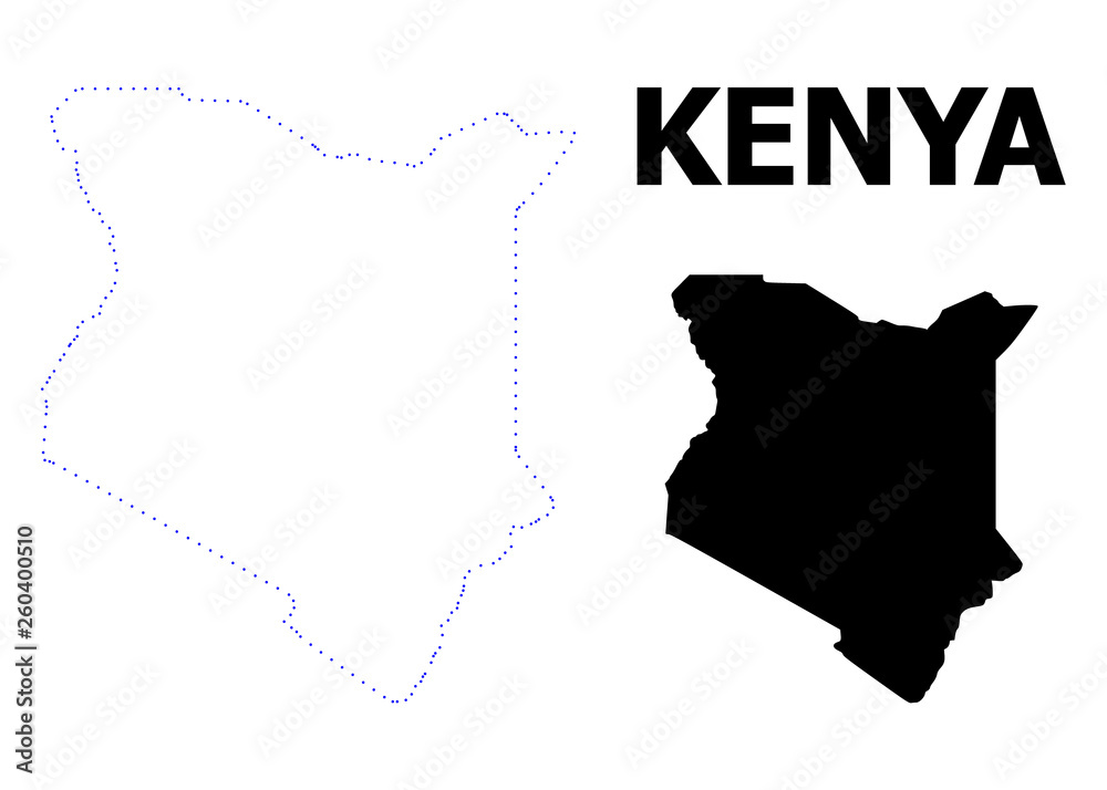 Vector Contour Dotted Map of Kenya with Name Stock Vector | Adobe Stock