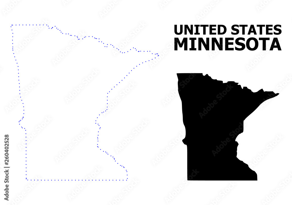 Vector Contour Dotted Map of Minnesota State with Caption Stock Vector ...