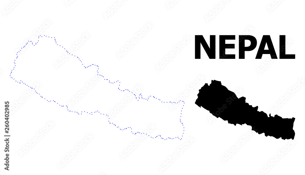 Vector Contour Dotted Map of Nepal with Caption Stock Vector | Adobe Stock