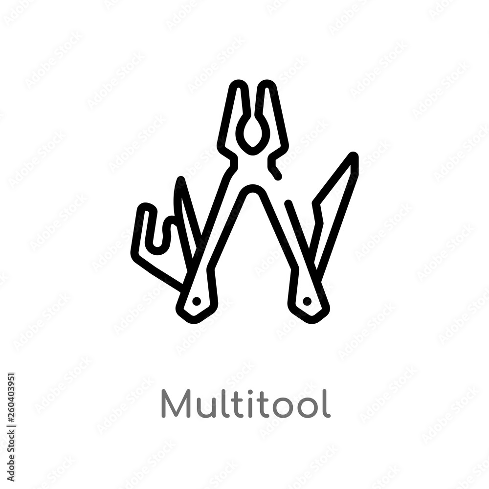 outline multitool vector icon. isolated black simple line element ...