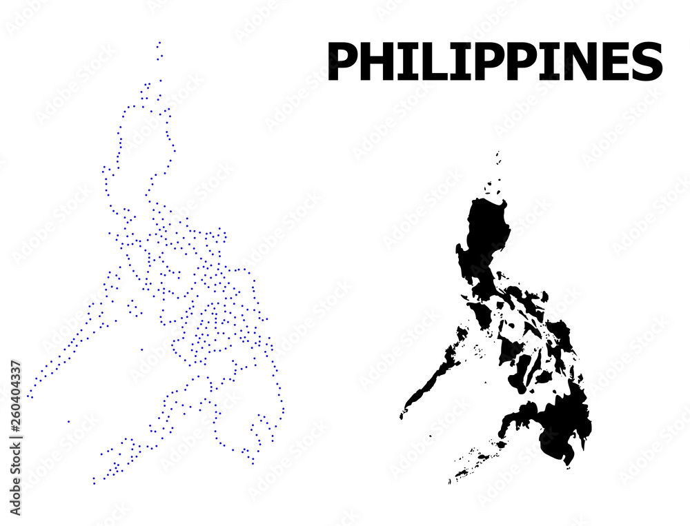Vector Contour Dotted Map of Philippines with Name Stock Vector | Adobe ...