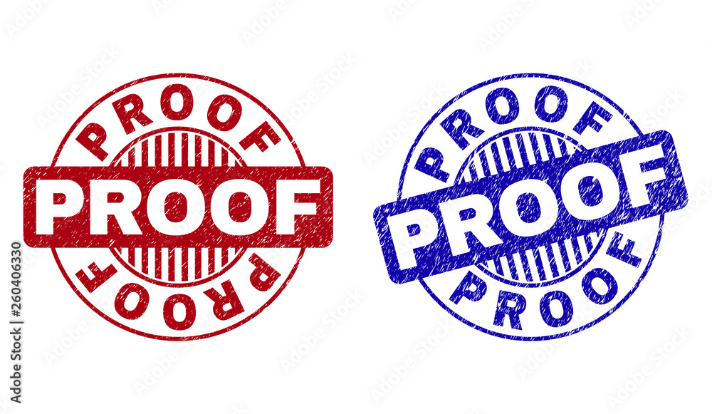 Grunge PROOF round stamp seals isolated on a white background. Round ...