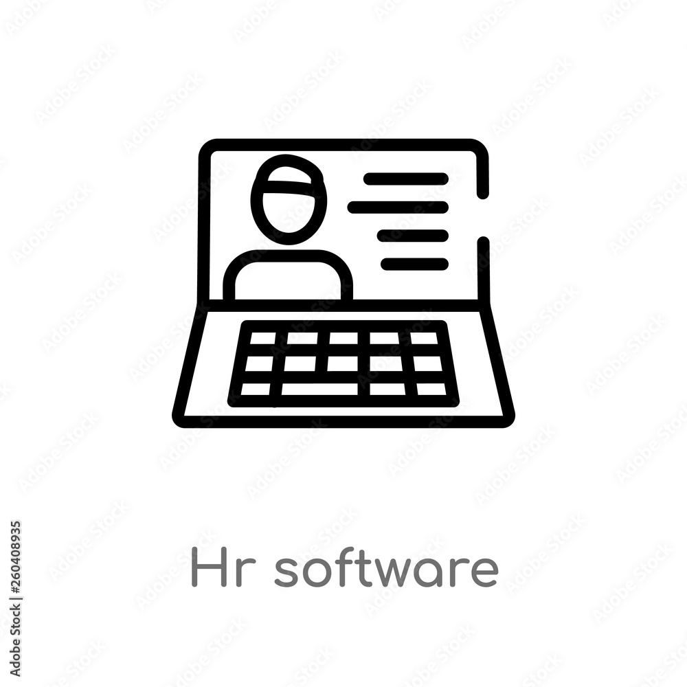 outline hr software vector icon. isolated black simple line element ...