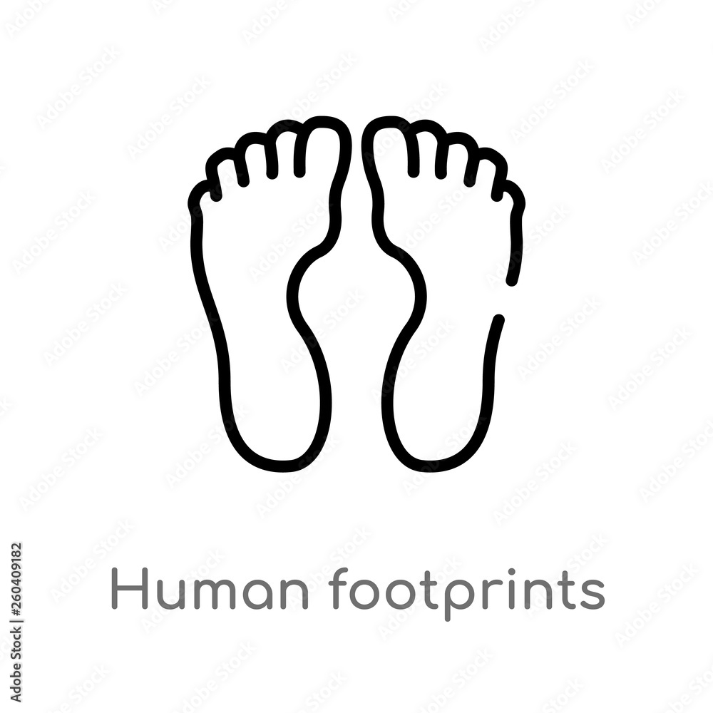 outline human footprints vector icon. isolated black simple line ...