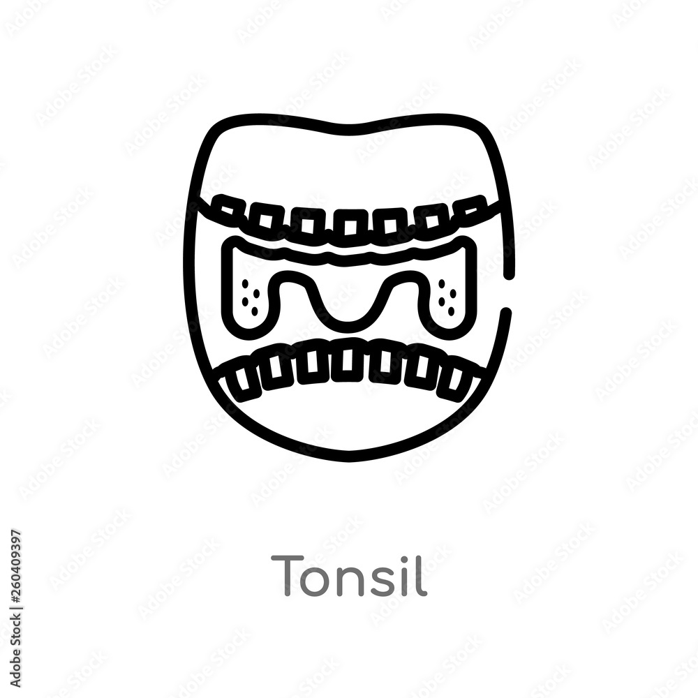 outline tonsil vector icon. isolated black simple line element ...