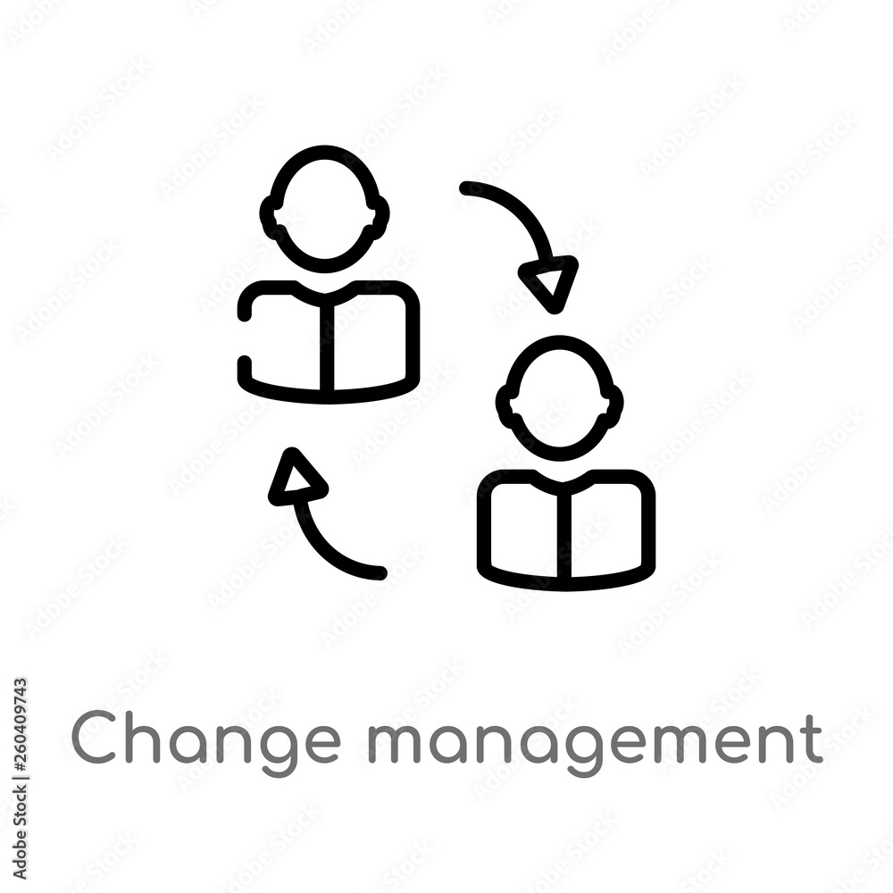 outline change management vector icon. isolated black simple line ...