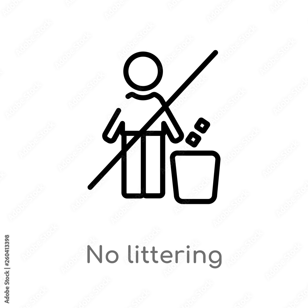 outline no littering vector icon. isolated black simple line element ...