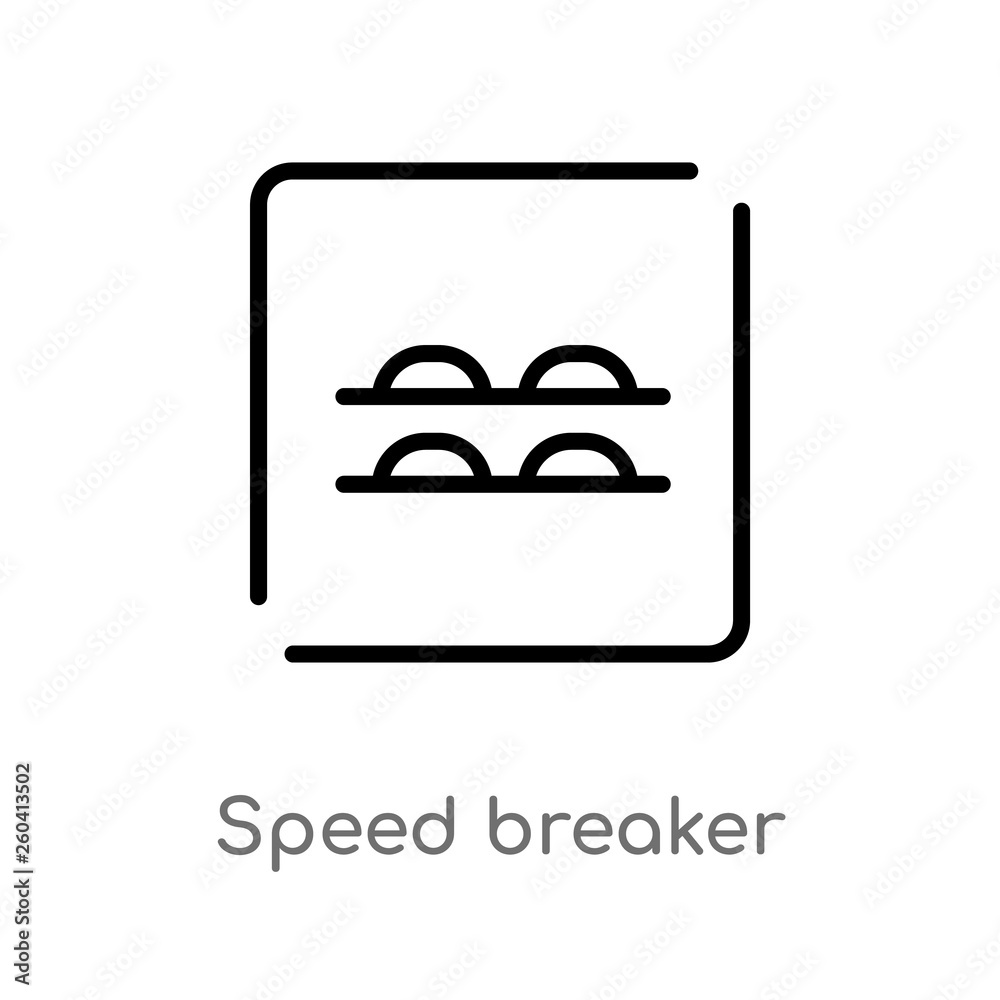 outline speed breaker vector icon. isolated black simple line element ...