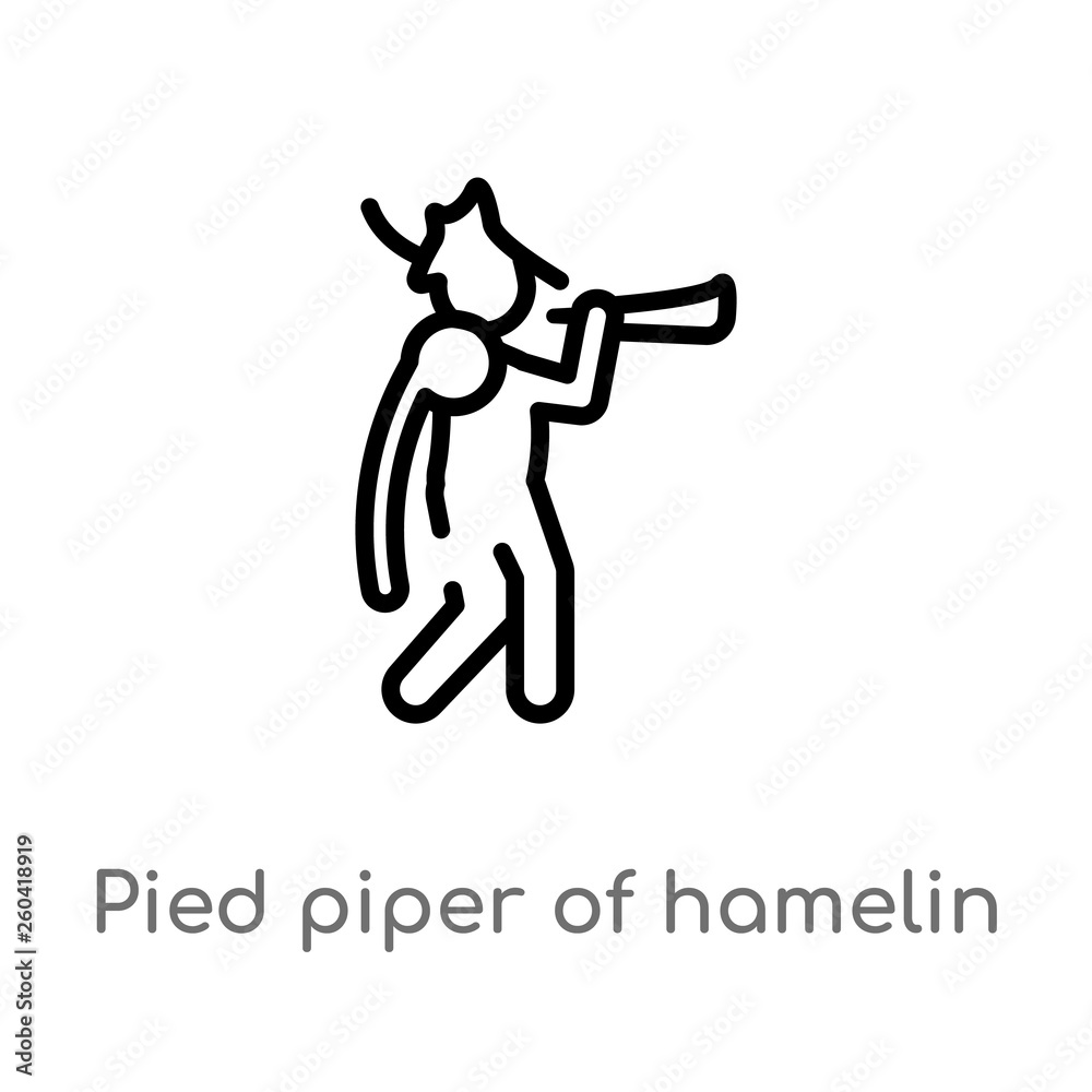outline pied piper of hamelin vector icon. isolated black simple line ...