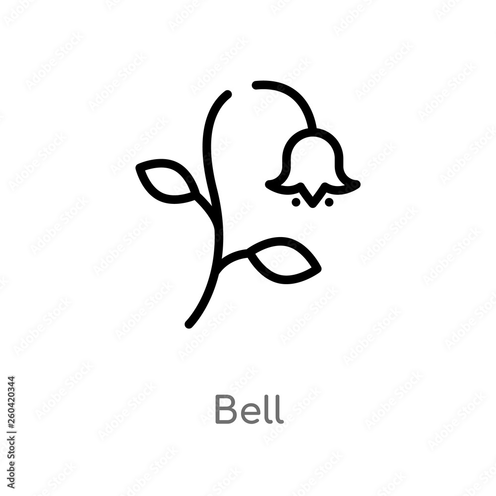 outline bell vector icon. isolated black simple line element ...