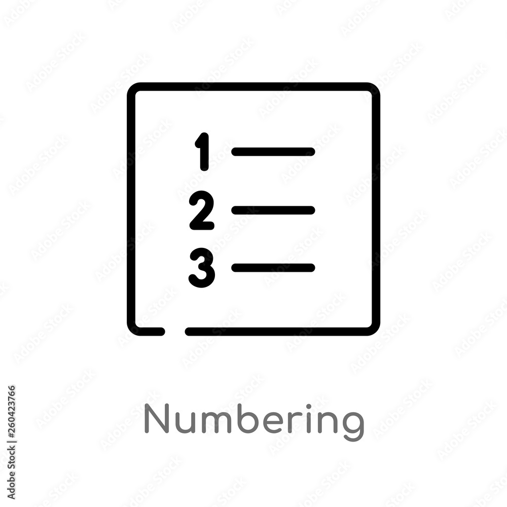 Vecteur Stock outline numbering vector icon. isolated black simple line ...