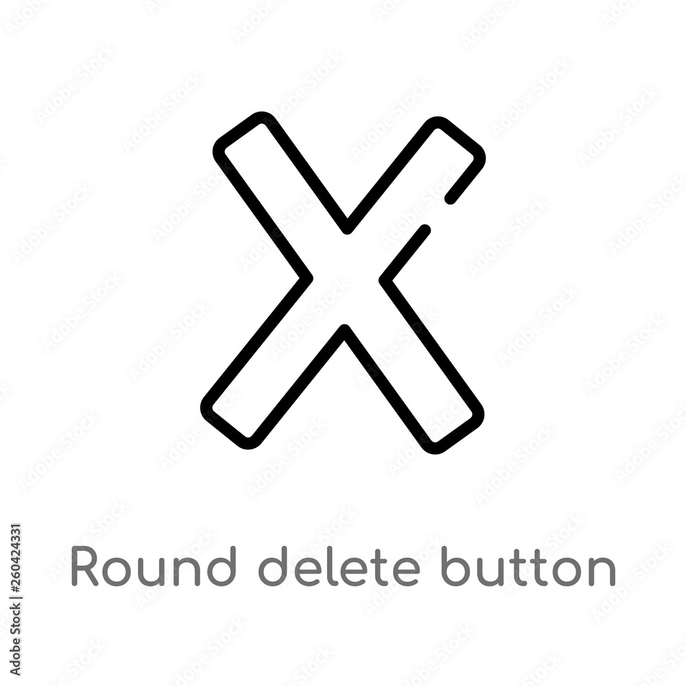Outline Round Delete Button Vector Icon Isolated Black Simple Line Element Illustration From