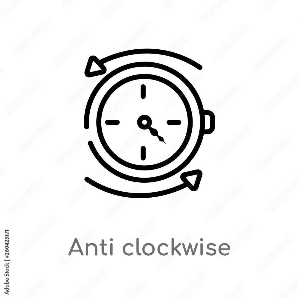 outline anti clockwise vector icon. isolated black simple line element ...